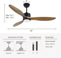 China Modern  52 Inch Fan With Light For 12 Ft* 12 Ft To 17ft * 17 Ft Room for sale