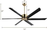 China 72-Inch Smart Ceiling Fan with Lights in Black/White/Gold Finish for sale