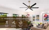 China 72-Inch Smart Ceiling Fan with Lights in Black/White/Gold Finish for sale