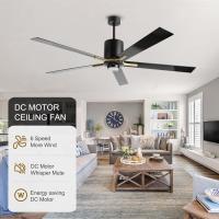 China White DC Motor Quiet Blade Ceiling Fan Light 72 Inches With 3 Color Changing Speeds for sale
