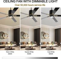 China White DC Motor Quiet Blade Ceiling Fan Light 72 Inches With 3 Color Changing Speeds for sale