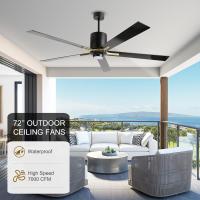 China White DC Motor Quiet Blade Ceiling Fan Light 72 Inches With 3 Color Changing Speeds for sale
