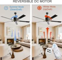 China White DC Motor Quiet Blade Ceiling Fan Light 72 Inches With 3 Color Changing Speeds for sale