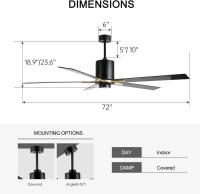 China White DC Motor Quiet Blade Ceiling Fan Light 72 Inches With 3 Color Changing Speeds for sale