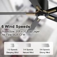 China White DC Motor Quiet Blade Ceiling Fan Light 72 Inches With 3 Color Changing Speeds for sale