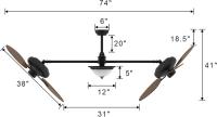 China Modern 86 Inch Smart Ceiling Fan with Light Kit and 3-Speed DC Motor for sale