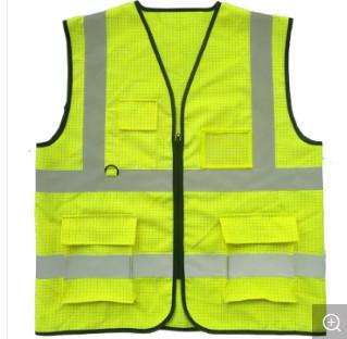 China Reflective Safety Vest with PVC Strip and Zipper for sale