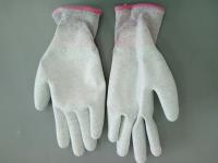 China Knitted ESD Cleanroom Gloves PU Palm Coated Coloured Cuffs Static Dissipative for sale