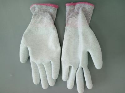 China Knitted ESD Cleanroom Gloves PU Palm Coated Coloured Cuffs Static Dissipative for sale