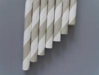 China Biodegradable Food Packaging Flexible Paper Straws Grey Stripe 7.75