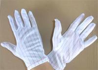 China 0.5cm Stripe Terylene Conductive Fiber Anti Static ESD Gloves For Clean Room for sale