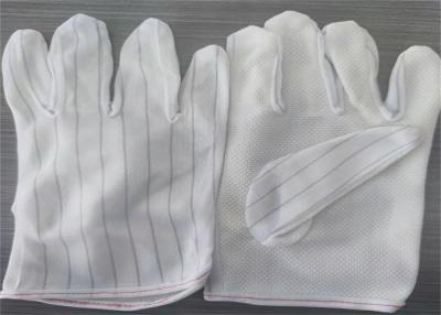 China PU Palm Dot Plastic Stripe Esd Safe Gloves Polyester For Clean Room for sale