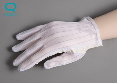China PU Palm Stripe ESD Safe Gloves Polyester For Clean Room for sale