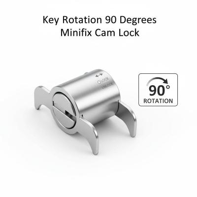 China Key Rotation 90 Degrees Minifix Cam Lock Diameter 12mm SPCC Cold Rolled Steel Material Grade Secure Furniture Fastening for sale