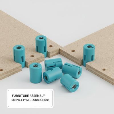 China Cyan Blue Nylon Minifix Connecting Bolts for 15MM Plus Panels Offering Furniture Assembly and Durable Panel Connections for sale