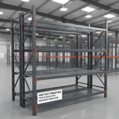 China Push-in Installation Heavy Duty Storage Rack Including Shelf Support Designed for Heavy Load Storage and Warehouse Organization for sale