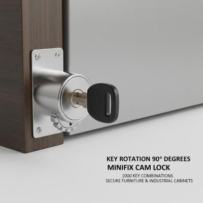 China Key Rotation 90 Degrees Minifix Cam Lock 1000 Key Combination Cam Wheel Lock Ideal for Secure Furniture and Industrial Cabinets for sale