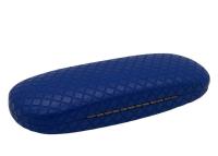China Woven Pattern Leather Wrapped Metal Eyeglass Case 158x58x37mm Clamshell Eyewear Packing for sale
