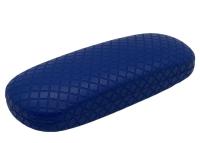 China Woven Pattern Leather Wrapped Metal Eyeglass Case 158x58x37mm Clamshell Eyewear Packing for sale