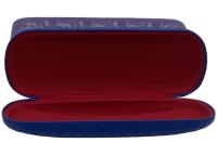 China Woven Pattern Leather Wrapped Metal Eyeglass Case 158x58x37mm Clamshell Eyewear Packing for sale
