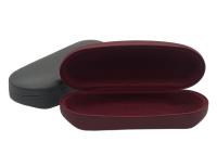 China Red Metal Clamshell Eyeglass Case 162x61x38mm Custom Logo Durable Optical Glasses Case for sale
