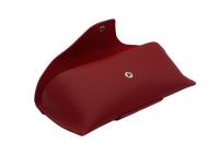 China Custom Red Leather Glasses Case 172x67x45mm Handmade Eyeglass Holder with Button for sale