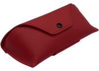 China Custom Red Leather Glasses Case 172x67x45mm Handmade Eyeglass Holder with Button for sale