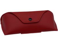 China Custom Red Leather Glasses Case 172x67x45mm Handmade Eyeglass Holder with Button for sale