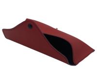 China Custom Logo Red Leather Eyeglass Case 181x73x37mm with Button for sale