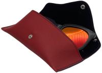 China Custom Logo Red Leather Eyeglass Case 181x73x37mm with Button for sale