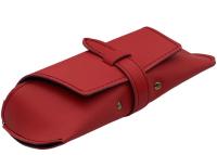 China Red Belt Closure Leather Glasses Pouch for sale