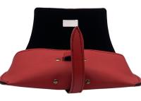 China Red Belt Closure Leather Glasses Pouch for sale
