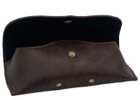 China Dark Brown Luxury Leather Glasses Case , Soft Leather Sunglasses Case for sale