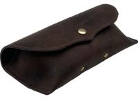 China Dark Brown Luxury Leather Glasses Case , Soft Leather Sunglasses Case for sale