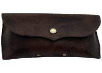 China Dark Brown Luxury Leather Glasses Case , Soft Leather Sunglasses Case for sale