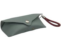 China Light Blue PU PVC Leather Eyeglass Case With Straps for sale