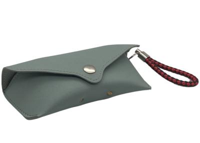 China Light Blue PU PVC Leather Eyeglass Case With Straps for sale