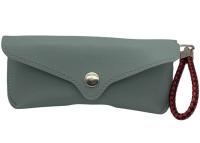 China Light Blue PU PVC Leather Eyeglass Case With Straps for sale