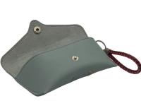 China Light Blue PU PVC Leather Eyeglass Case With Straps for sale