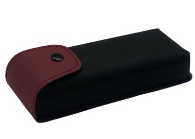 China Black Red Leather Eyewear Case For Spectacles And Sunglasses for sale