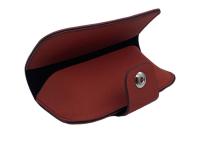 China Red Soft Leather Eyeglass Case Custom Logo 158x82x40mm for sale