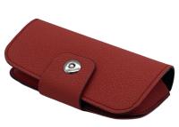 China Red Soft Leather Eyeglass Case Custom Logo 158x82x40mm for sale
