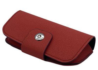 China Red Soft Leather Eyeglass Case Custom Logo 158x82x40mm for sale