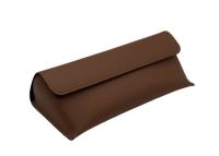 China Brown Handmade Triangle Leather Eyeglass Case 170x71x47mm for Ladies Optical Glasses for sale