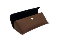 China Brown Handmade Triangle Leather Eyeglass Case 170x71x47mm for Ladies Optical Glasses for sale