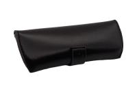 China Nubuck Black Leather Glasses Case , Belt Buckle Leather Eyeglass Pouch for sale