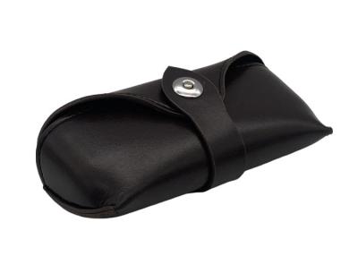 China Nubuck Black Leather Glasses Case , Belt Buckle Leather Eyeglass Pouch for sale