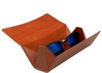 China Brown Leather Wrapped Custom Glasses Cases Magnetic Closure for sale