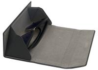 China Black Leather Metal Fold Flat Glasses Case Custom Logo for sale