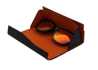 China Custom Logo Handmade Triangle Sunglasses Case 161x70x63mm PU Leather for sale
